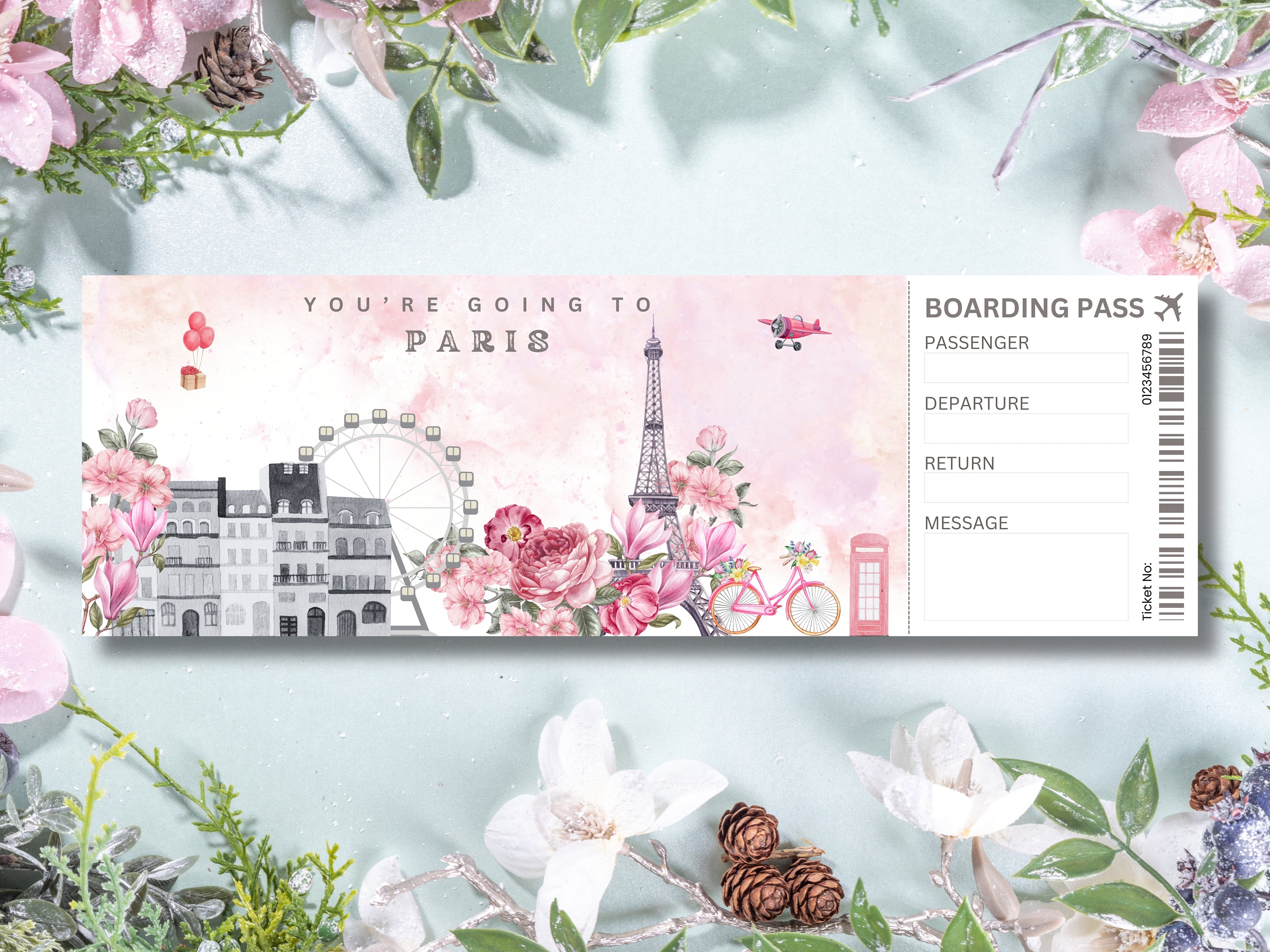 Paris Boarding Pass Printable Template, Editable Paris Surprise Gift ...