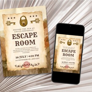 Escape Room Birthday Invitation, Escape Room Party Invite Template ...