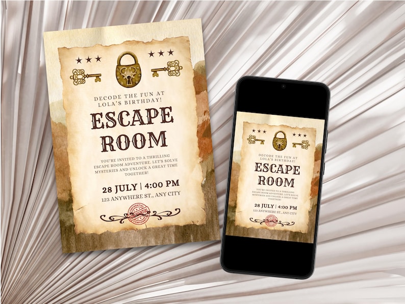 Escape Room Birthday Invitation, Escape Room Party Invite Template ...