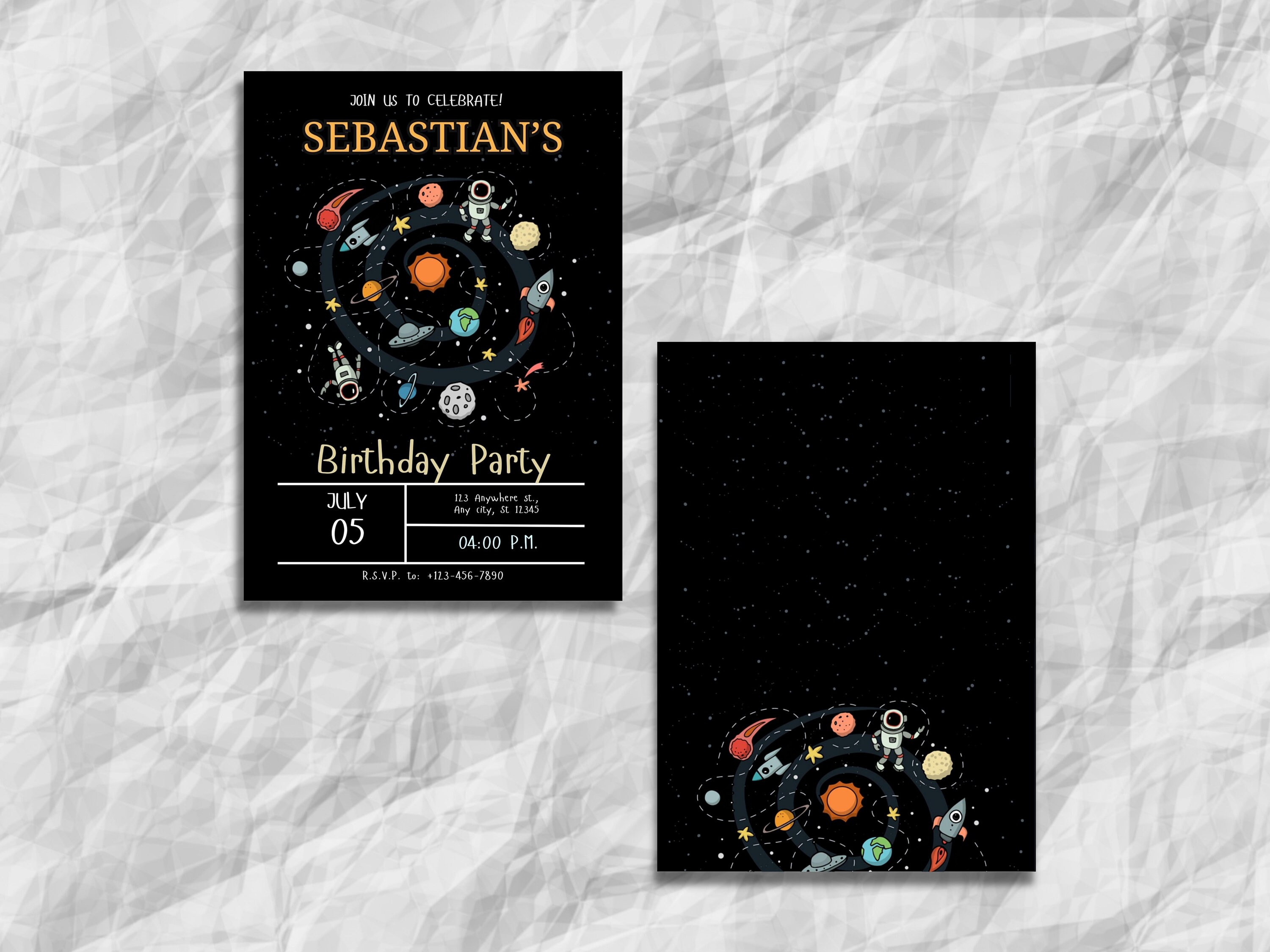 Editable Outer Space Birthday Invitation Template, Galaxy Invite ...