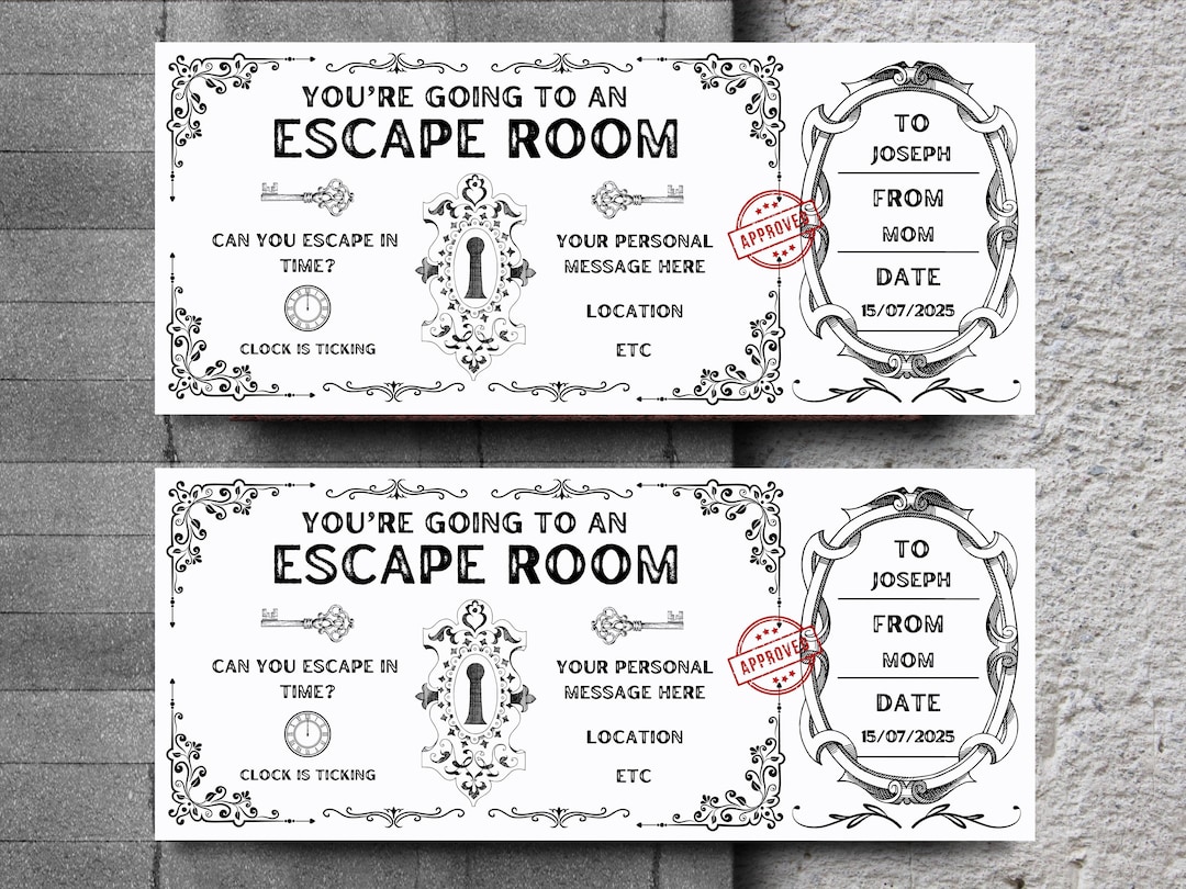 Escape Room Invitation Ticket, Escape Room Party Invite Template ...