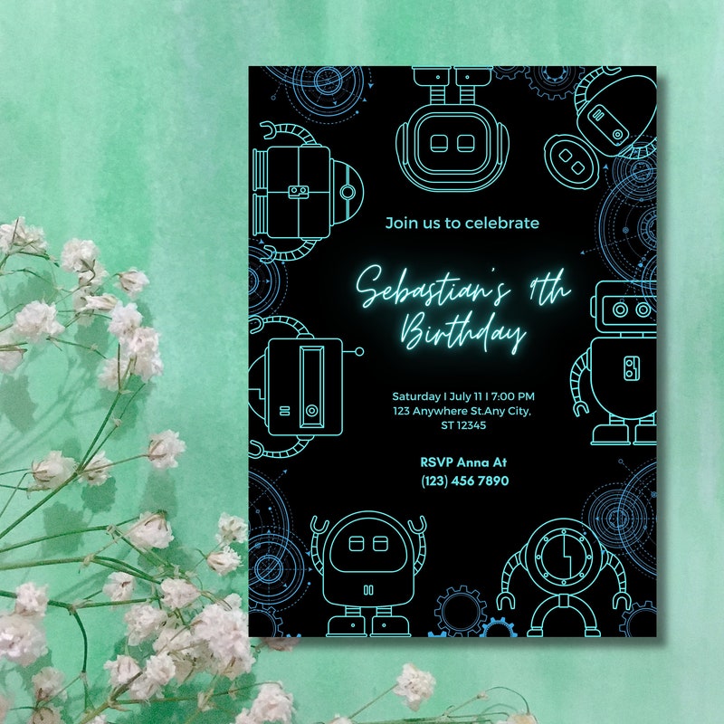 Robot Birthday Card - Etsy