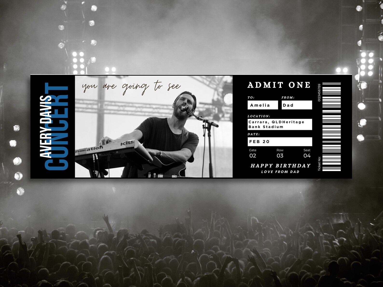 Editable Concert Ticket Template, Custom Concert Ticket Gift, DIY Event ...