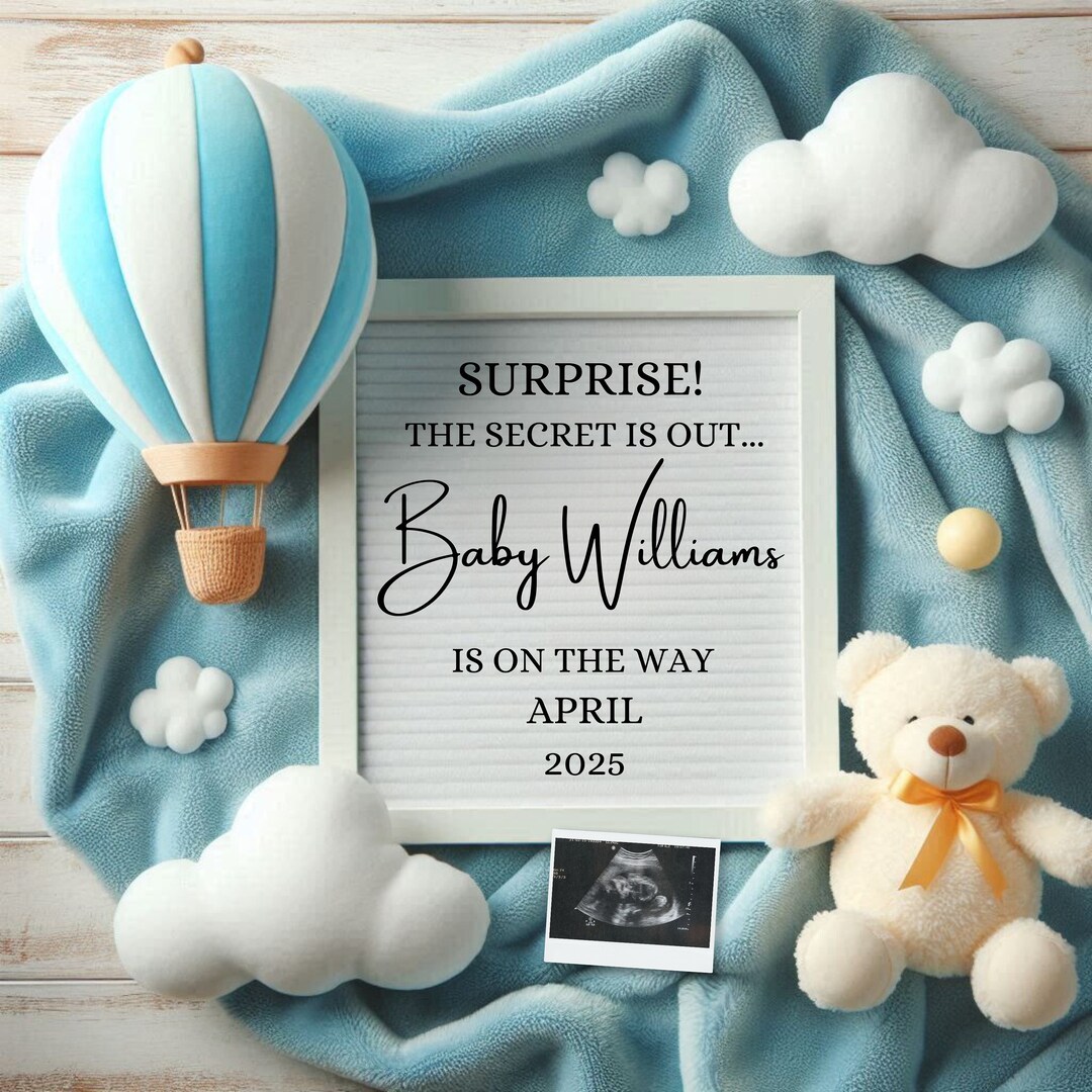 Hot Air Balloon Pregnancy Announcement, Digital Baby Announcement ...
