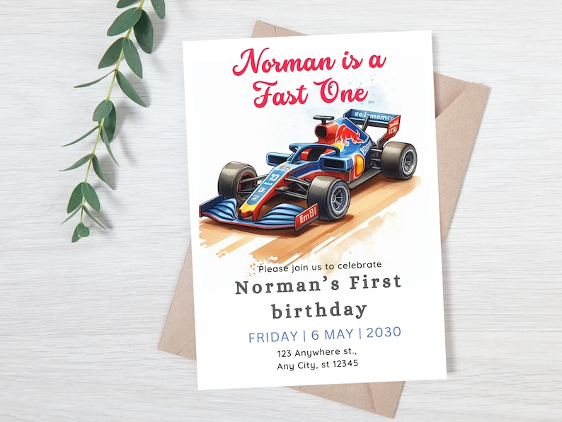 Racing Birthday Invitation Boy Digital Mobile Phone Electronic Email ...