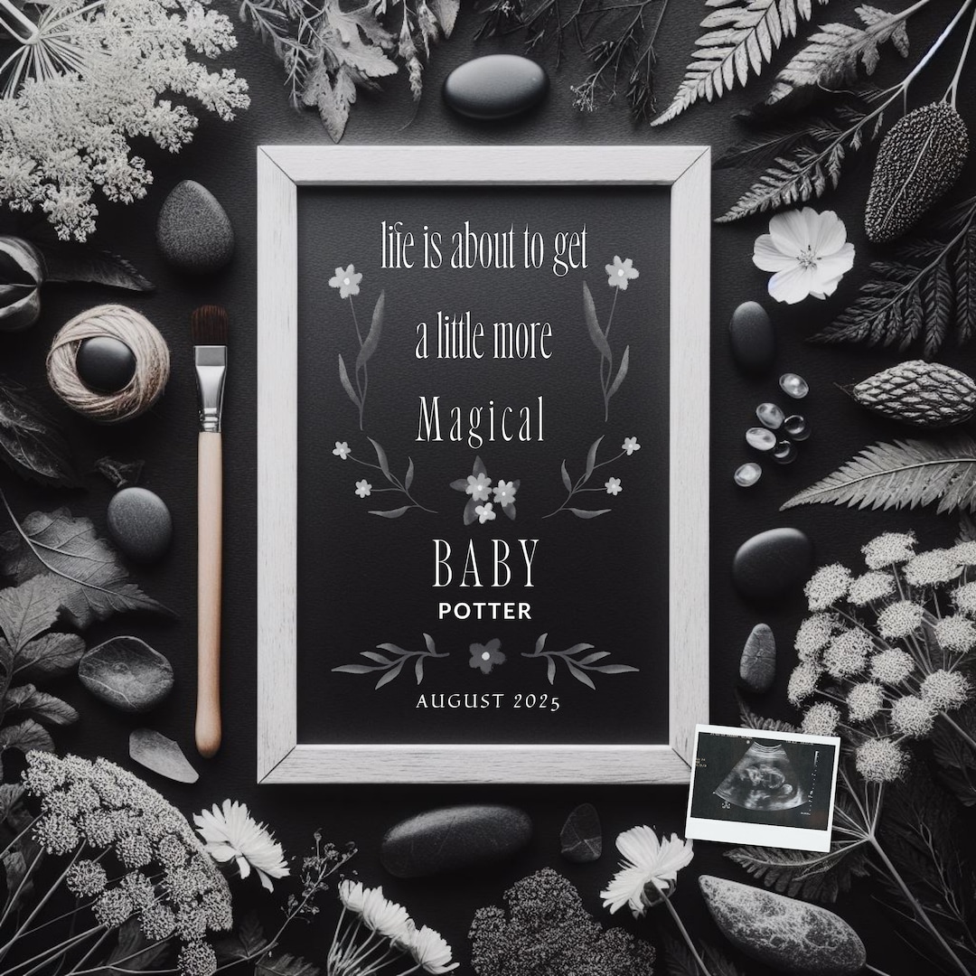 A Little Witch or Wizard is on the Way Pregnancy Announcement Template ...