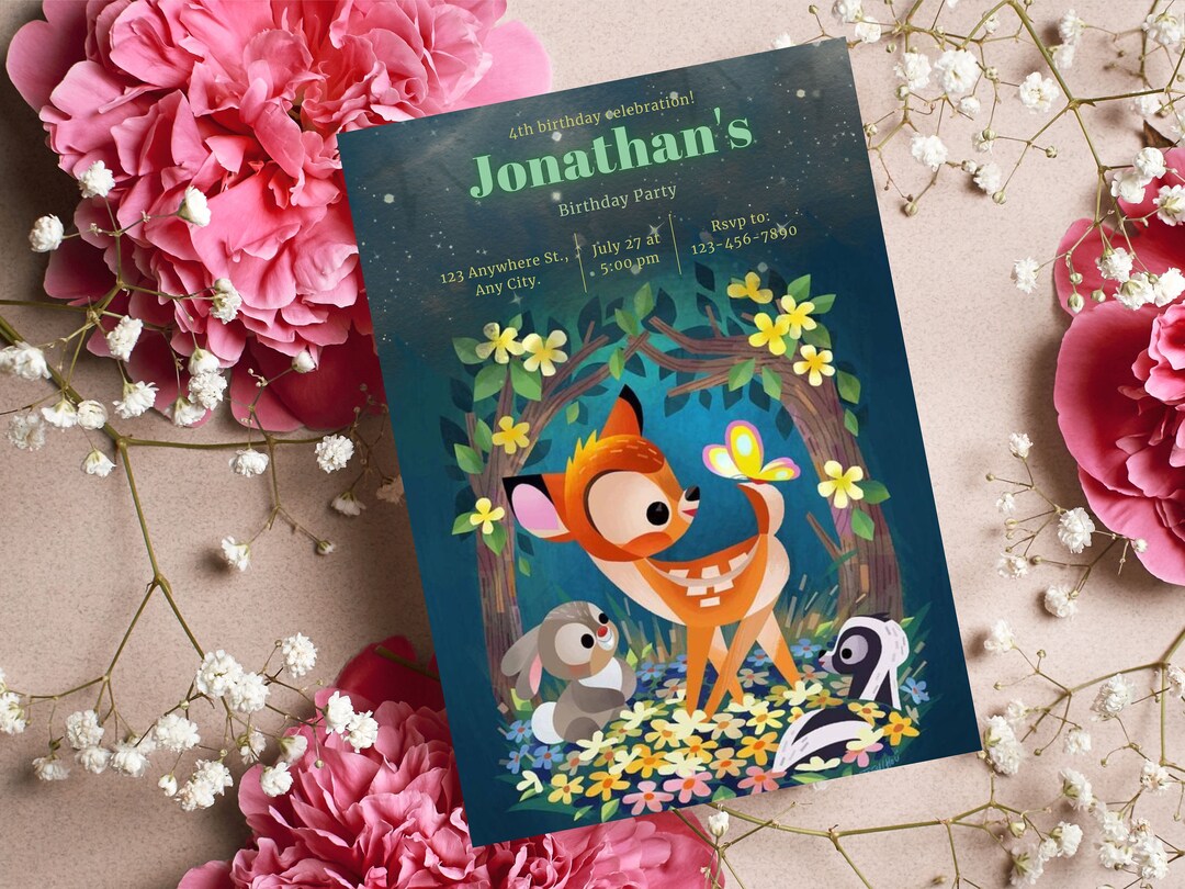 Bambi Birthday Invitation, Disney Prince Birthday Invitation Printable ...