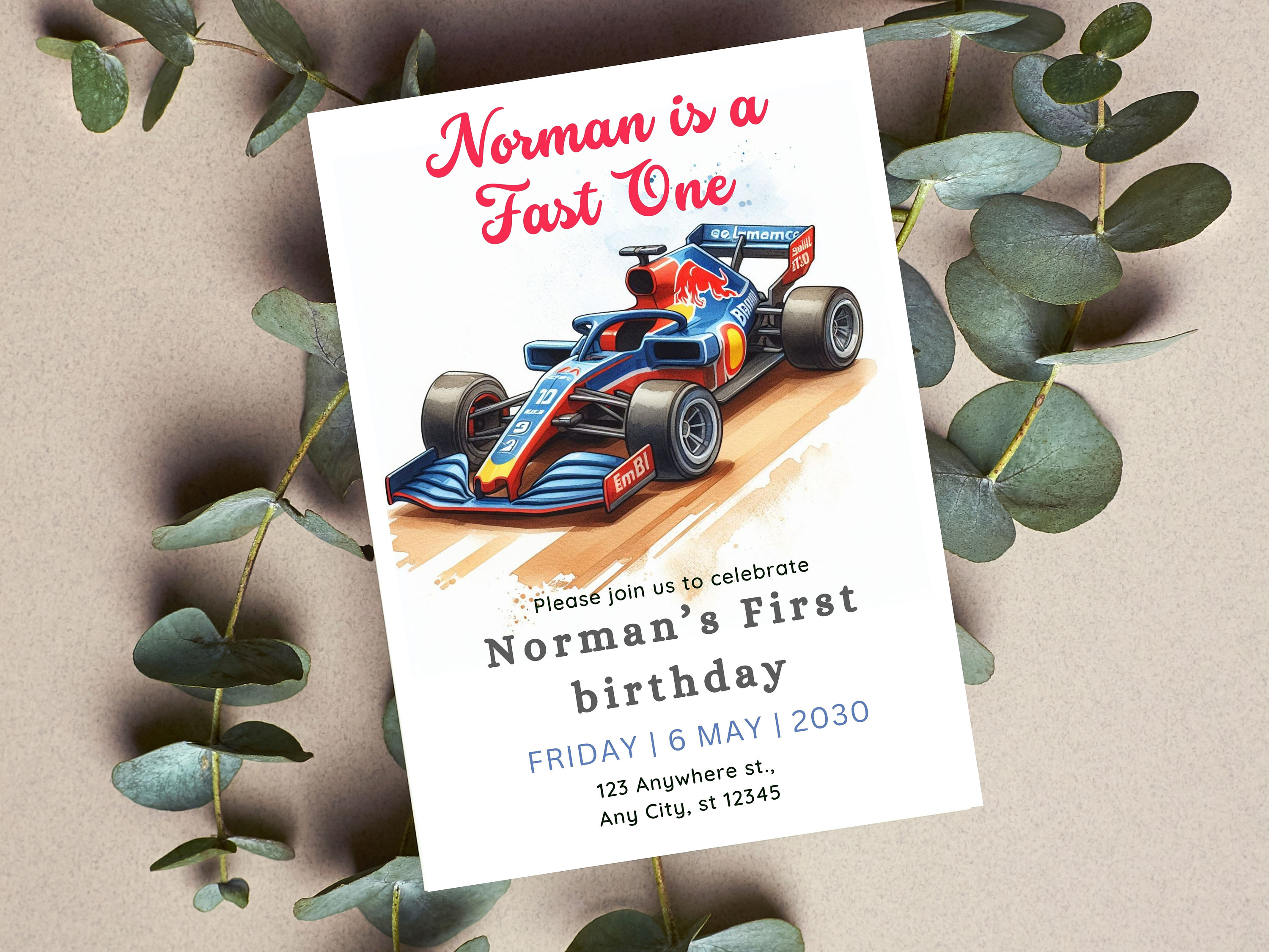 Racing Birthday Invitation Boy Digital Mobile Phone Electronic Email ...