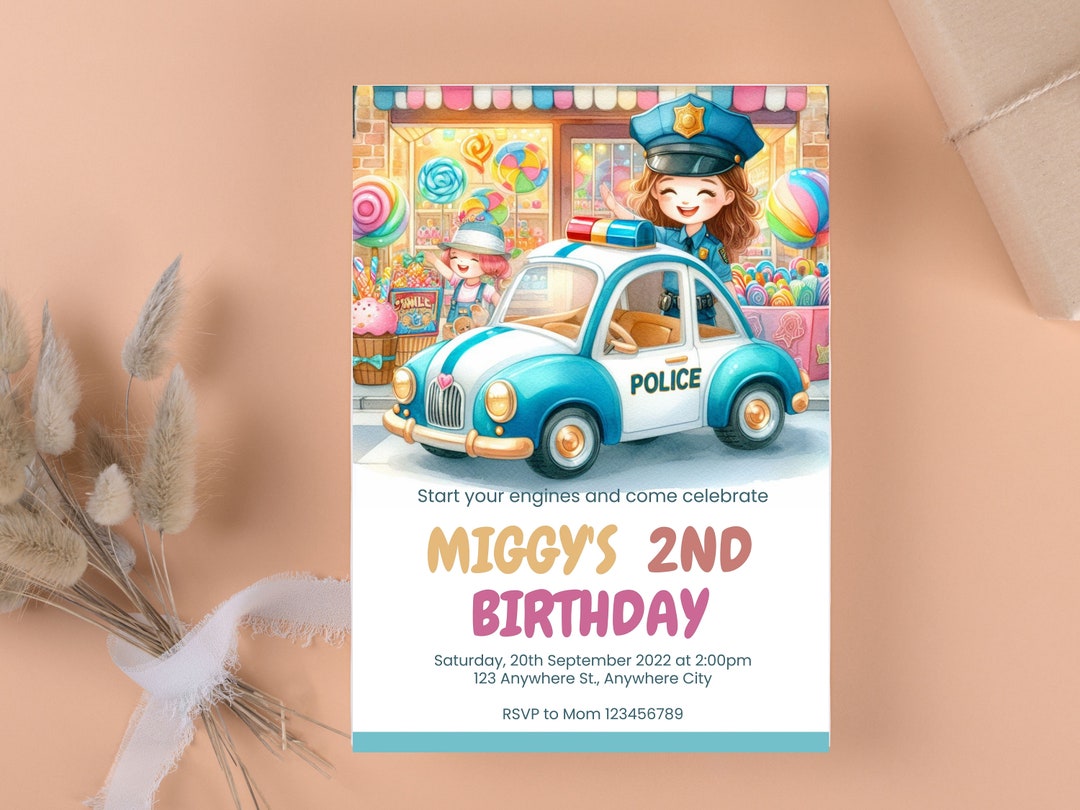 Police Birthday Invitation Police Invite Police Officer Girl First ...