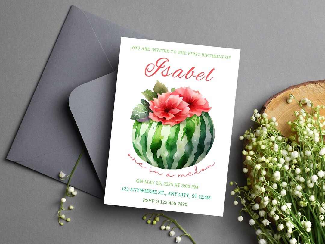 Editable Watermelon Invitation Birthday Invitations Watermelon Party ...
