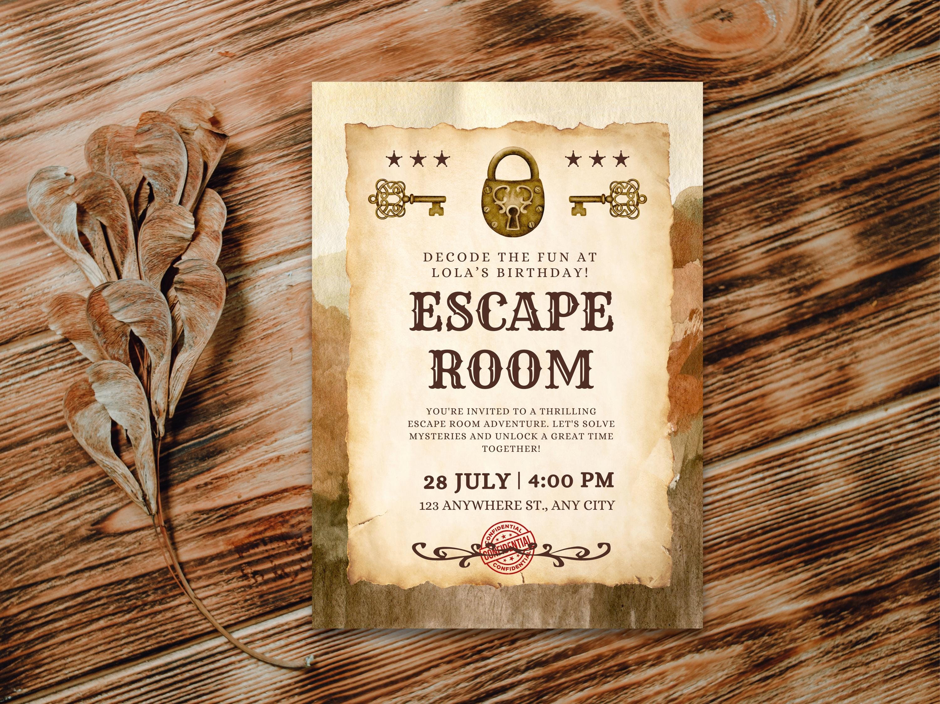 Escape Room Birthday Invitation, Escape Room Party Invite Template ...