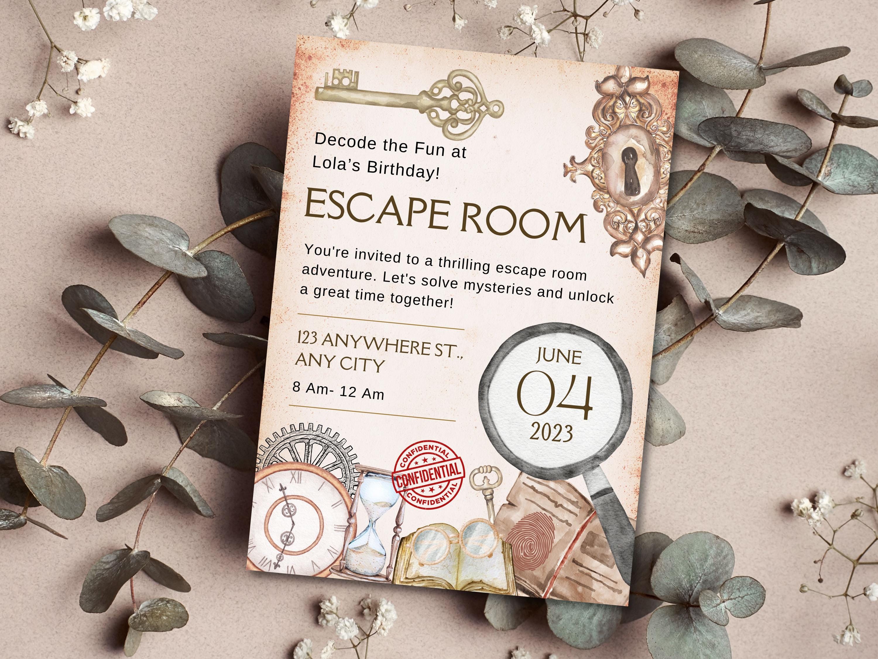 Escape Room Birthday Invitation, Escape Room Party Invite Template ...