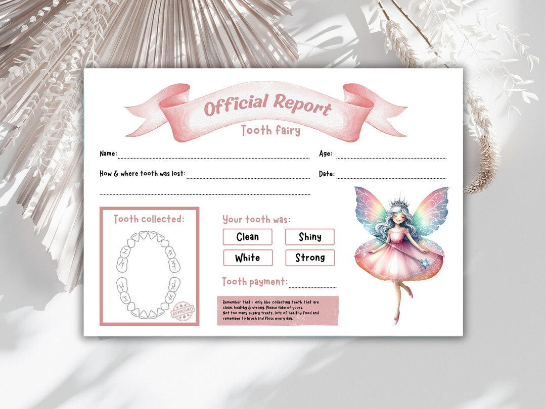 Editable Tooth Fairy Receipt Printable Certificate, First Tooth Lost ...
