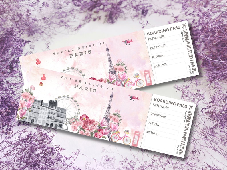 Paris Boarding Pass Printable Template, Editable Paris Surprise Gift ...