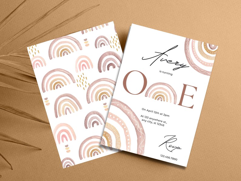 Editable Boho Rainbow Birthday Invitation, Rainbow Invitation, Rainbow ...