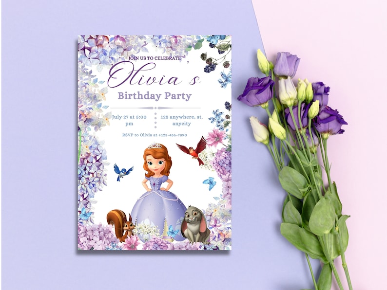 Princess Sofia Invitation, EDITABLE Sofia Birthday Invite, Sofia the ...