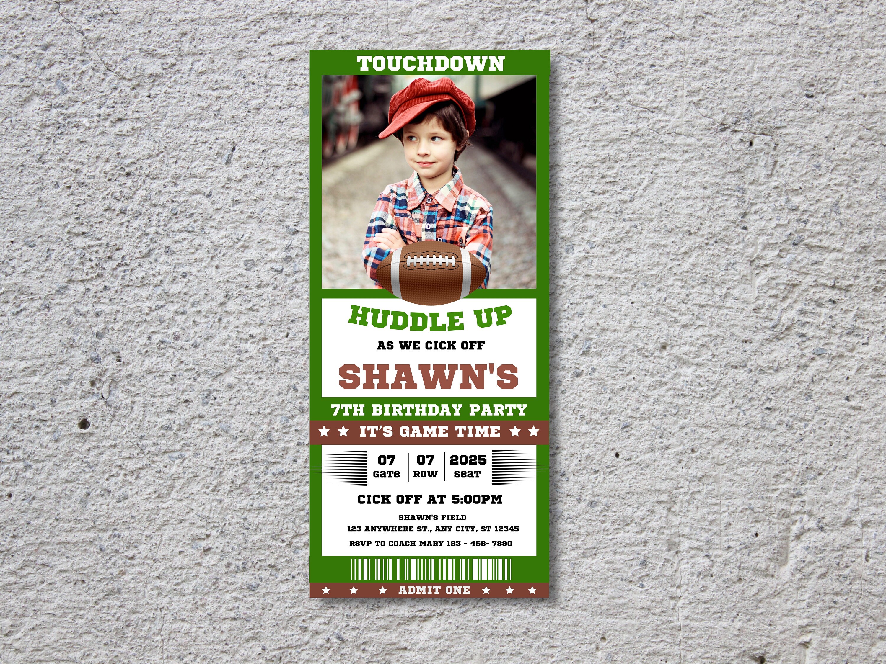 Football Ticket Invitation Template, Football Birthday Invitation ...