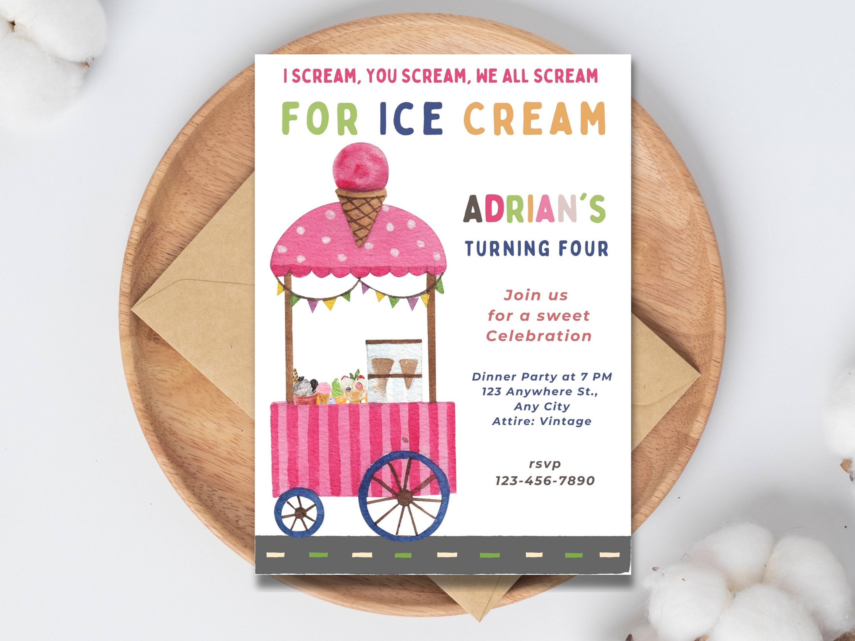 Ice Cream Party Invitation Ice Cream Truck Party Instant - Etsy