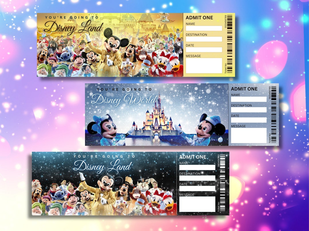 Editable Disneyworld Ticket, Disney Theme Park Ticket, Disney Surprise ...