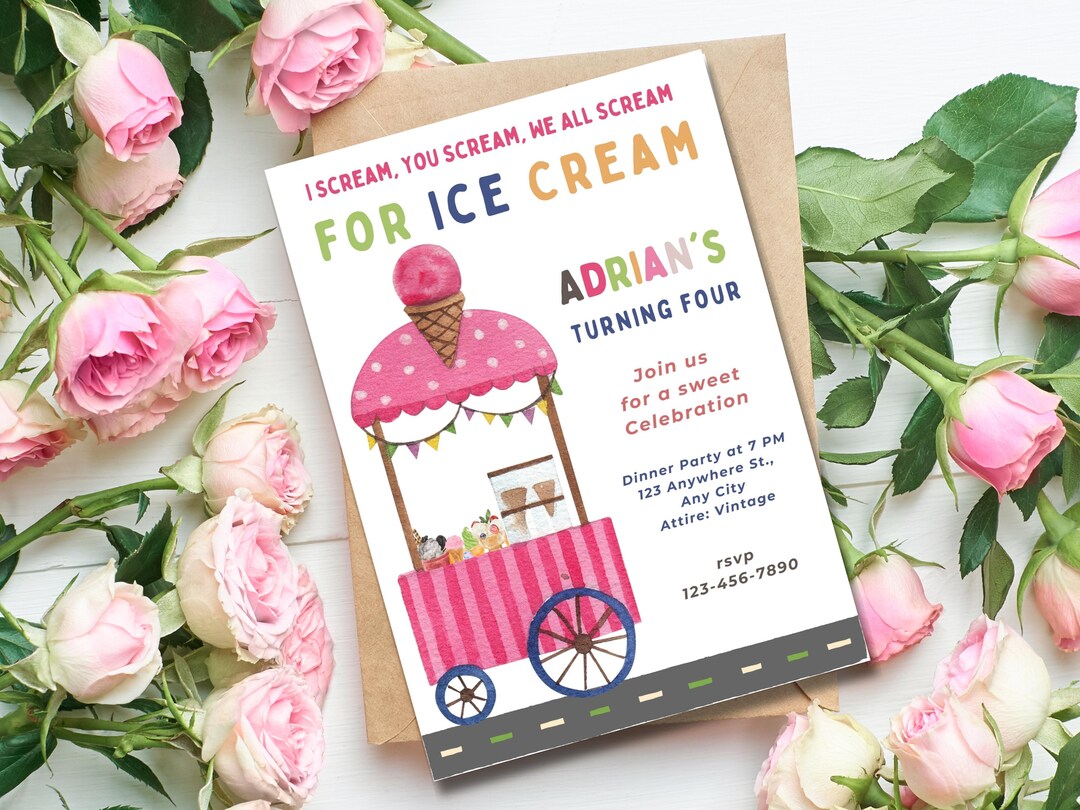 Ice Cream Party Invitation Ice Cream Truck Party Instant Download ...