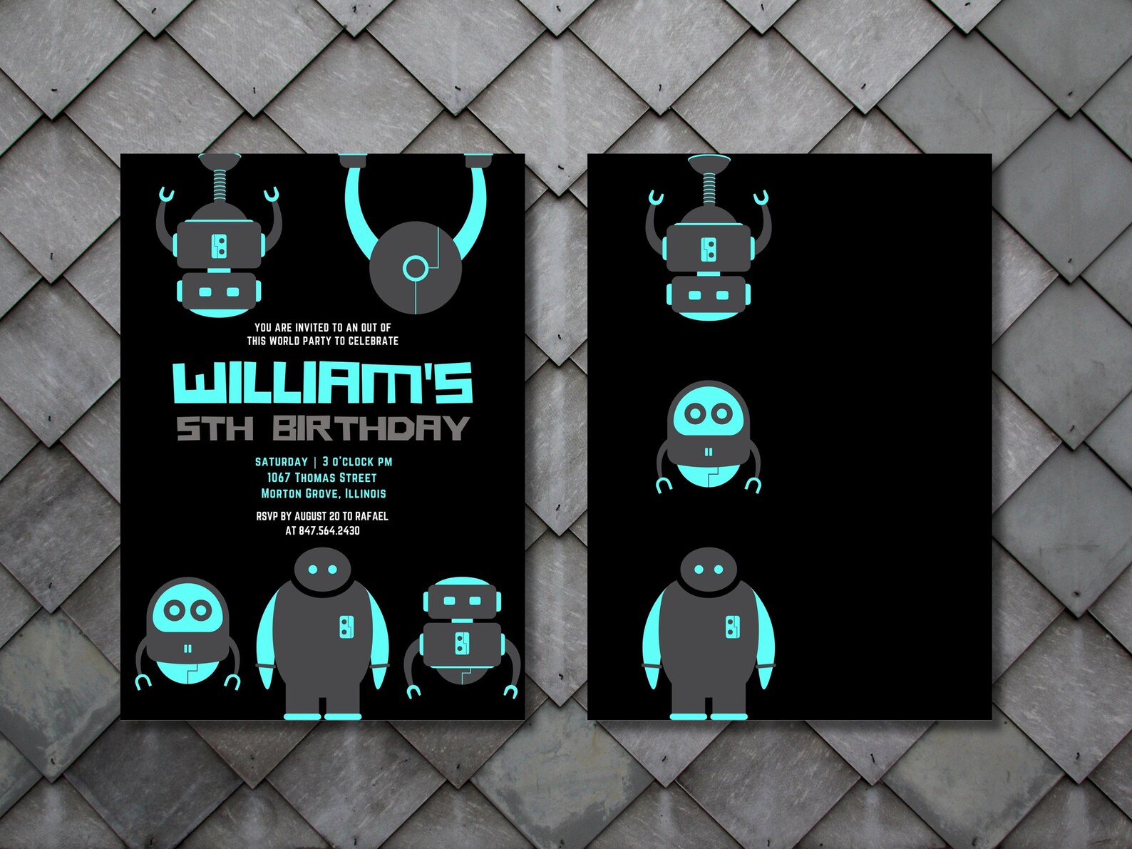 EDITABLE Robot Birthday Party Invitation, Robot Birthday Invitation ...