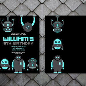 EDITABLE Robot Birthday Party Invitation, Robot Birthday Invitation ...