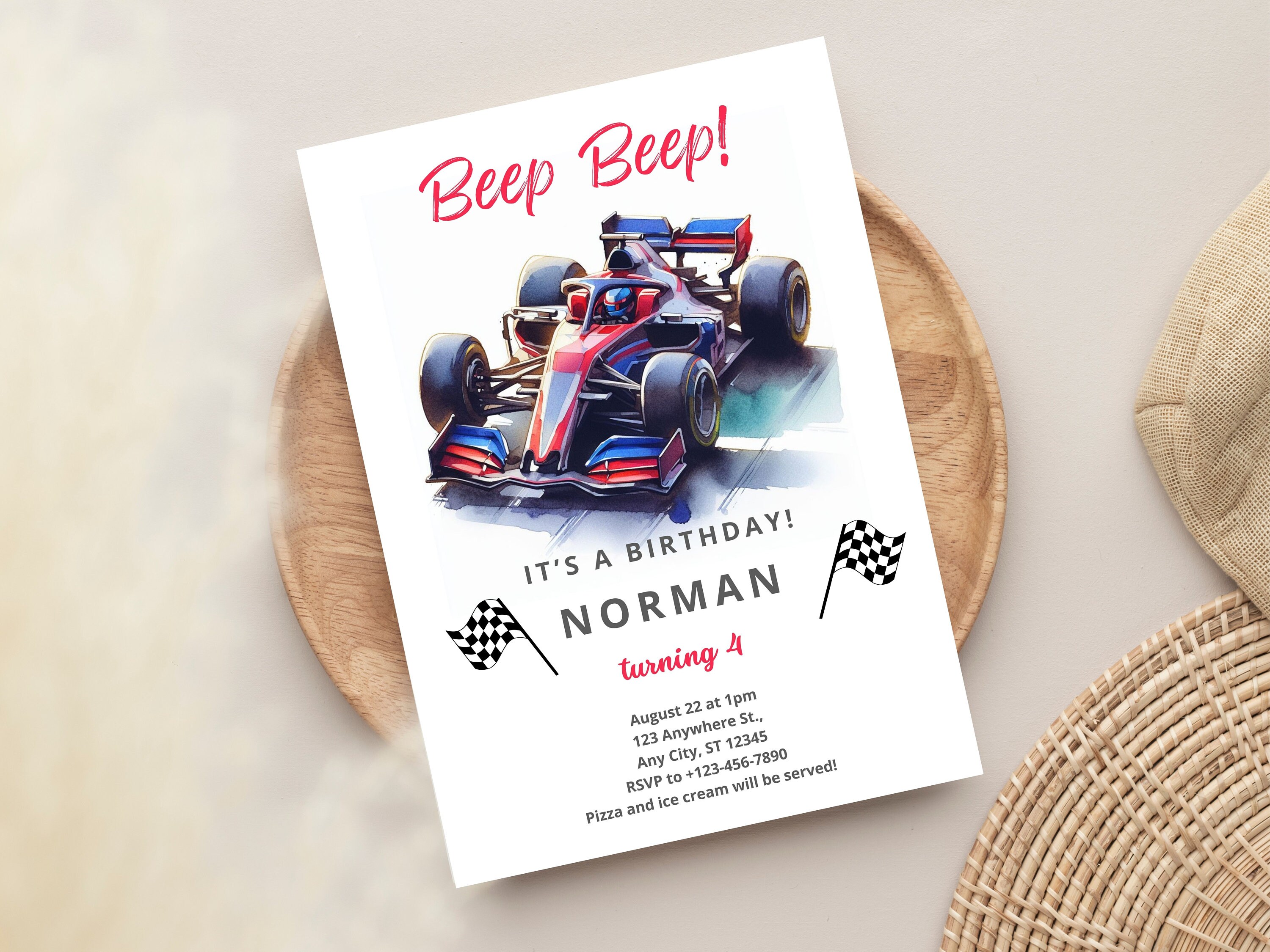 Racing Birthday Invitation Boy Digital Mobile Phone Electronic Email ...