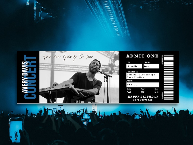 Editable Concert Ticket Template, Custom Concert Ticket Gift, DIY Event ...
