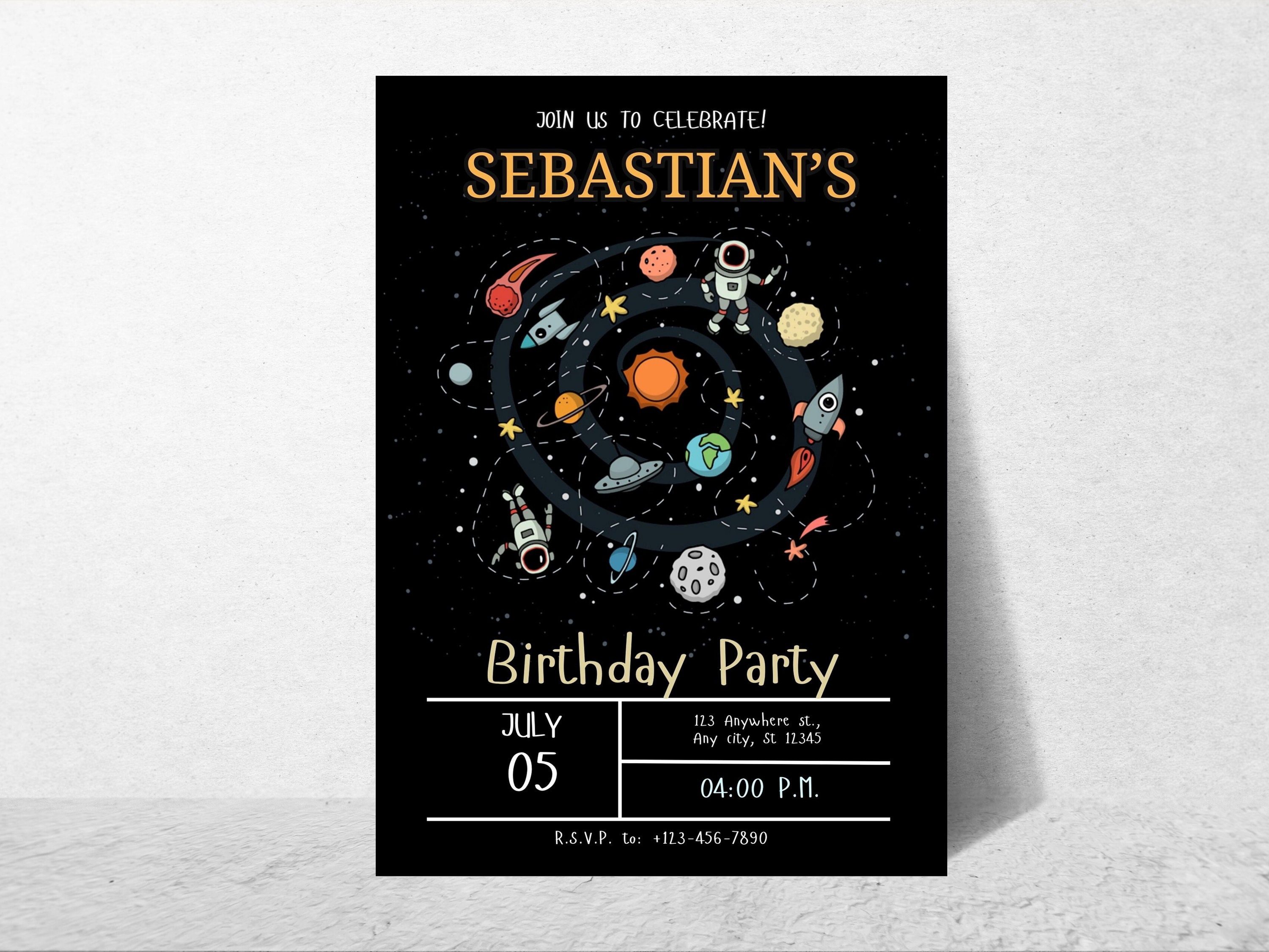 Editable Outer Space Birthday Invitation Template, Galaxy Invite ...