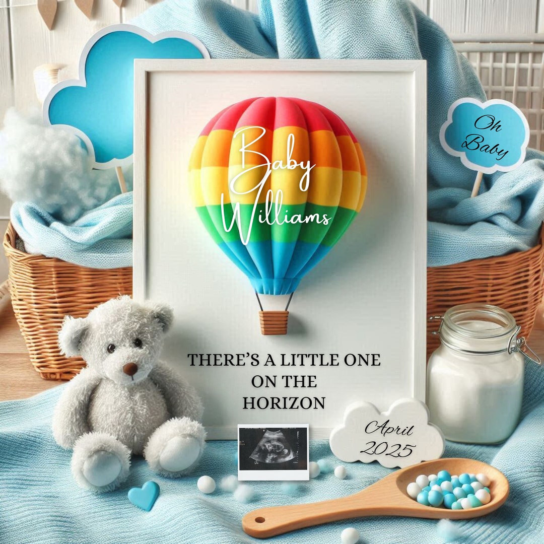 Hot Air Balloon Pregnancy Announcement, Digital Baby Announcement ...