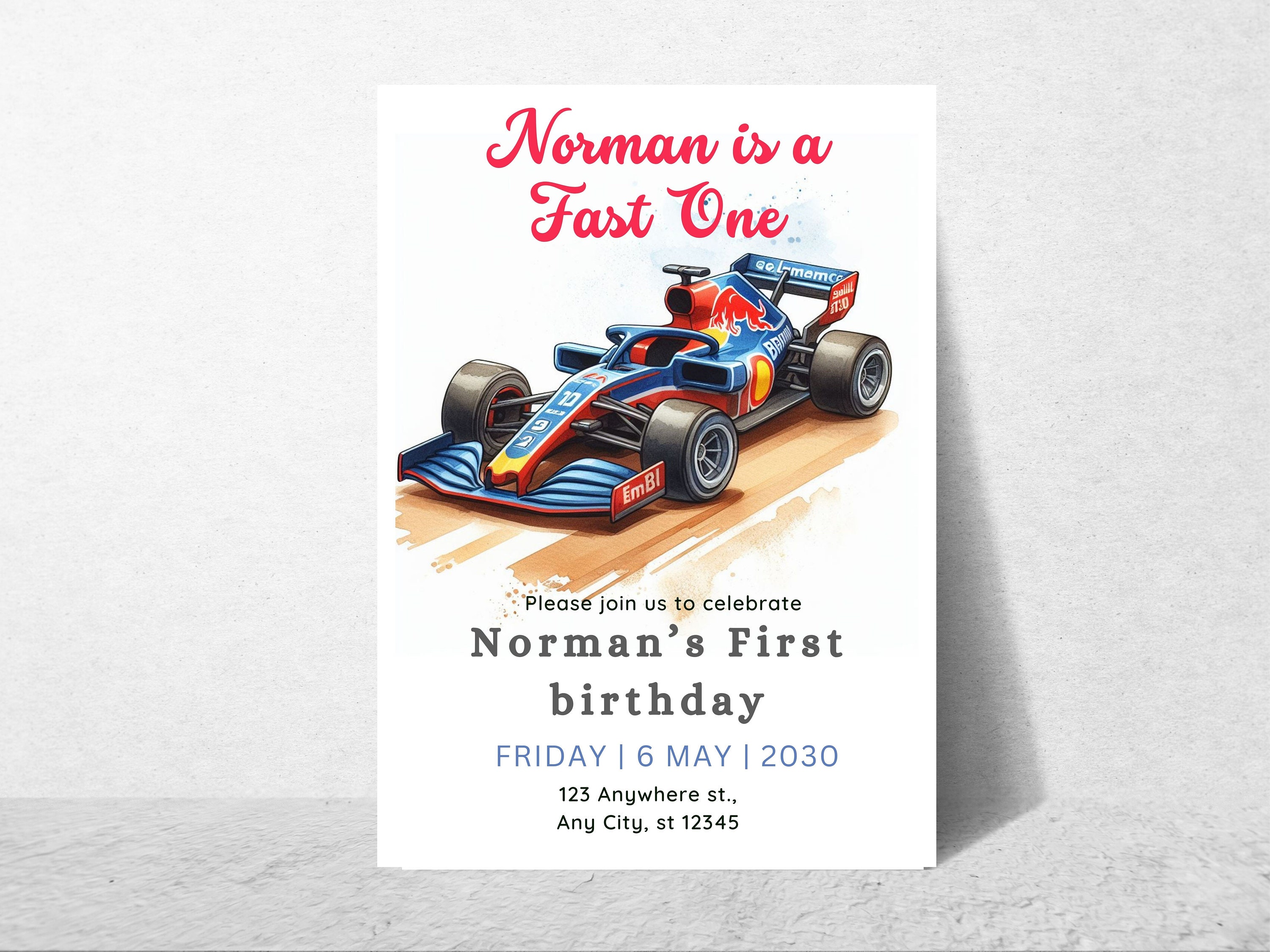 Racing Birthday Invitation Boy Digital Mobile Phone Electronic Email ...