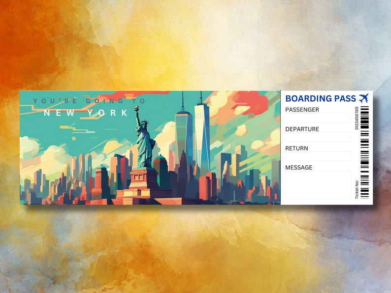 New York Boarding Pass Printable, Editable New York Surprise Gift ...