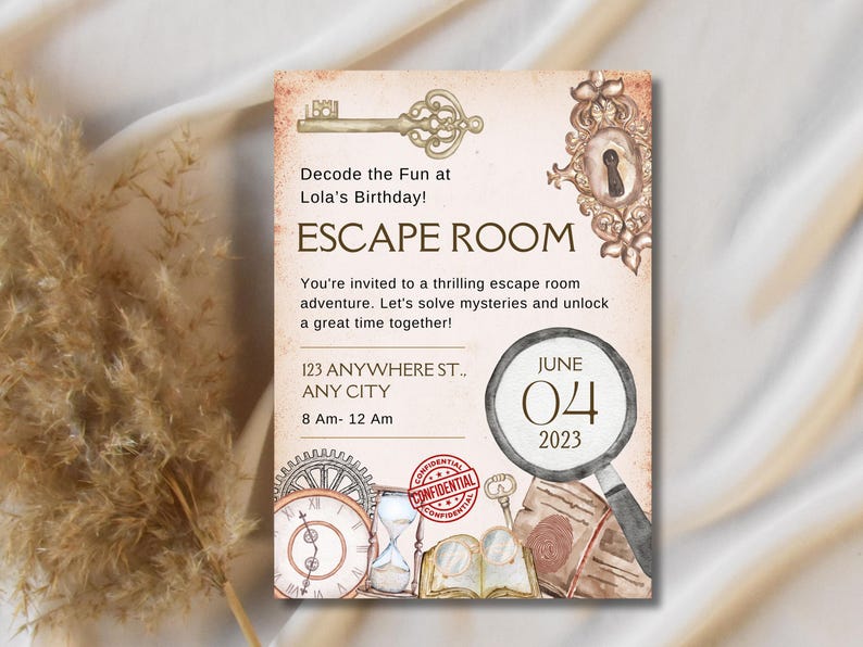 Escape Room Birthday Invitation, Escape Room Party Invite Template ...