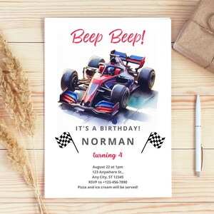 Racing Birthday Invitation Boy Digital Mobile Phone Electronic Email ...
