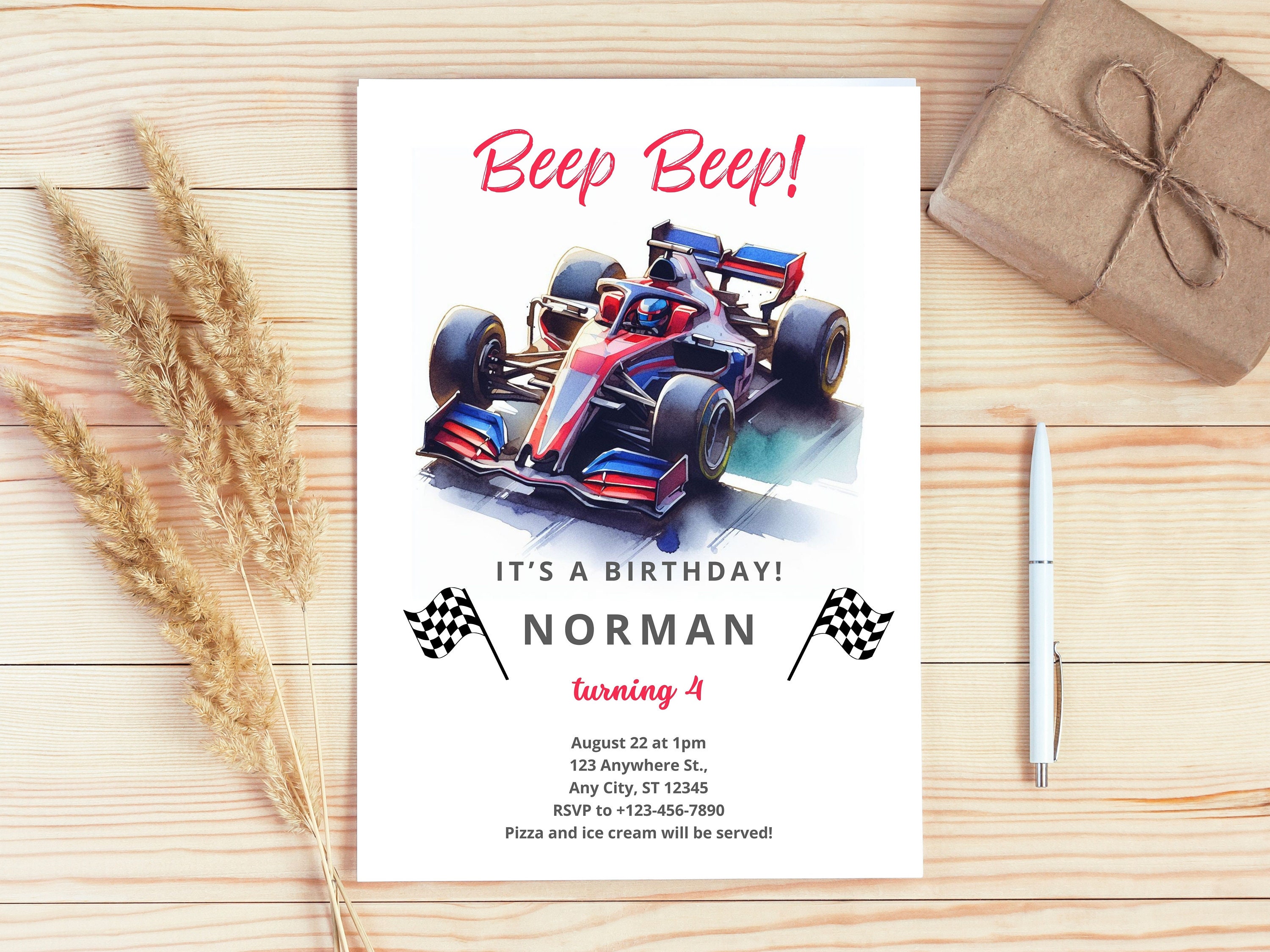Racing Birthday Invitation Boy Digital Mobile Phone Electronic Email ...