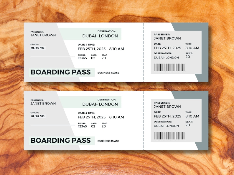 Editable Boarding Pass Template, Plane Ticket, Customizable Plane ...