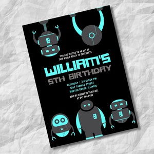EDITABLE Robot Birthday Party Invitation, Robot Birthday Invitation ...