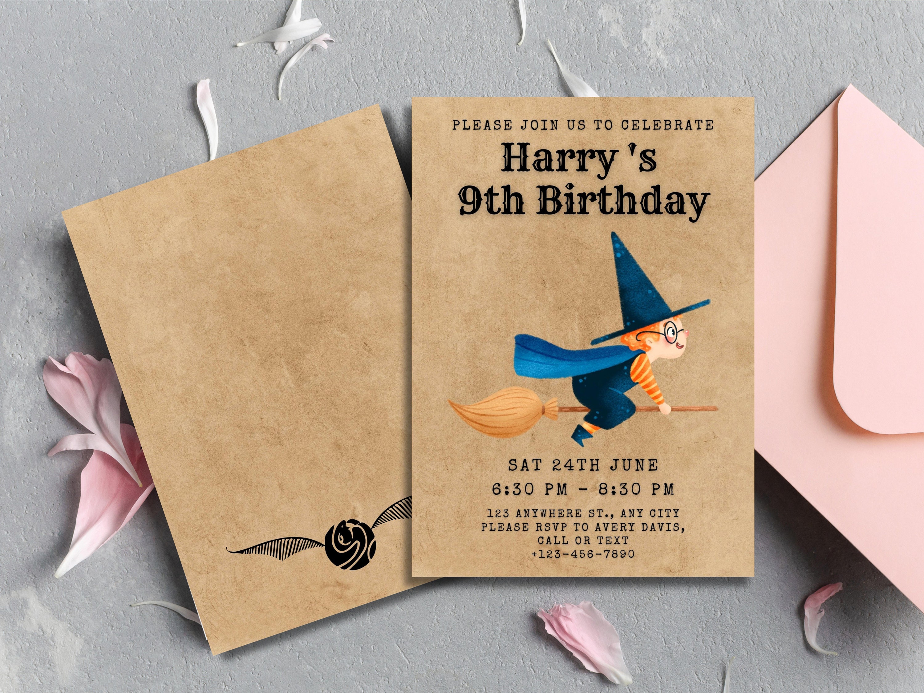 Wizard Birthday Invitation HP Birthday Invitation Wizard Witch Invite ...
