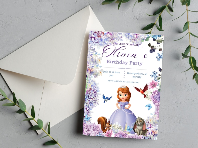 Princess Sofia Invitation, EDITABLE Sofia Birthday Invite, Sofia the ...