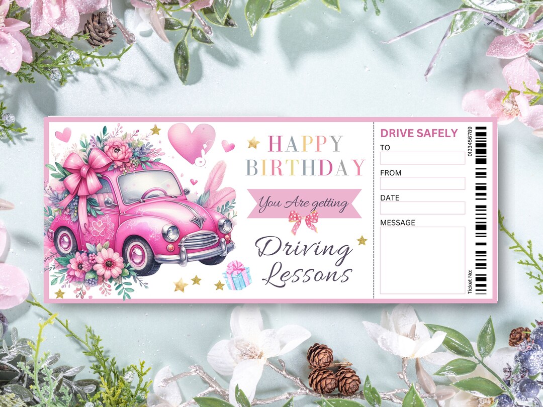 Driving Lessons Gift Certificate, 17th Birthday Driving Lessons Voucher ...