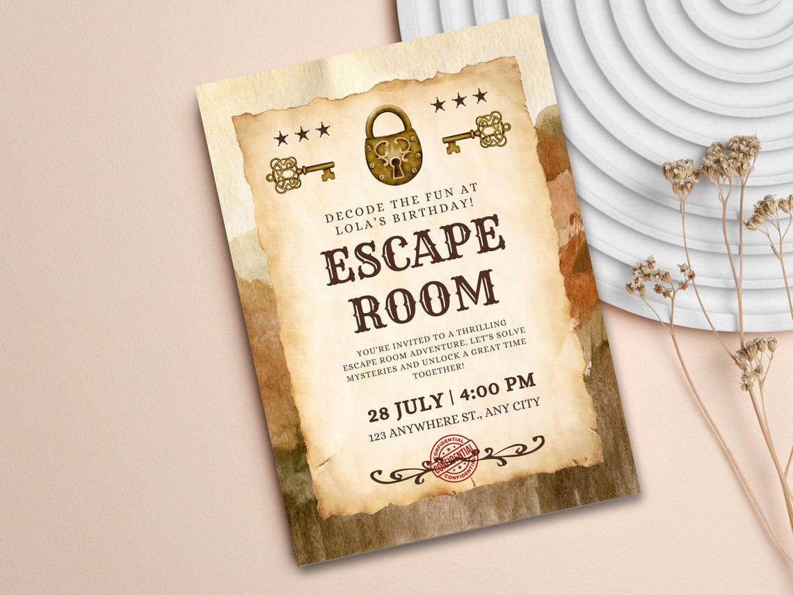 Escape Room Birthday Invitation, Escape Room Party Invite Template ...