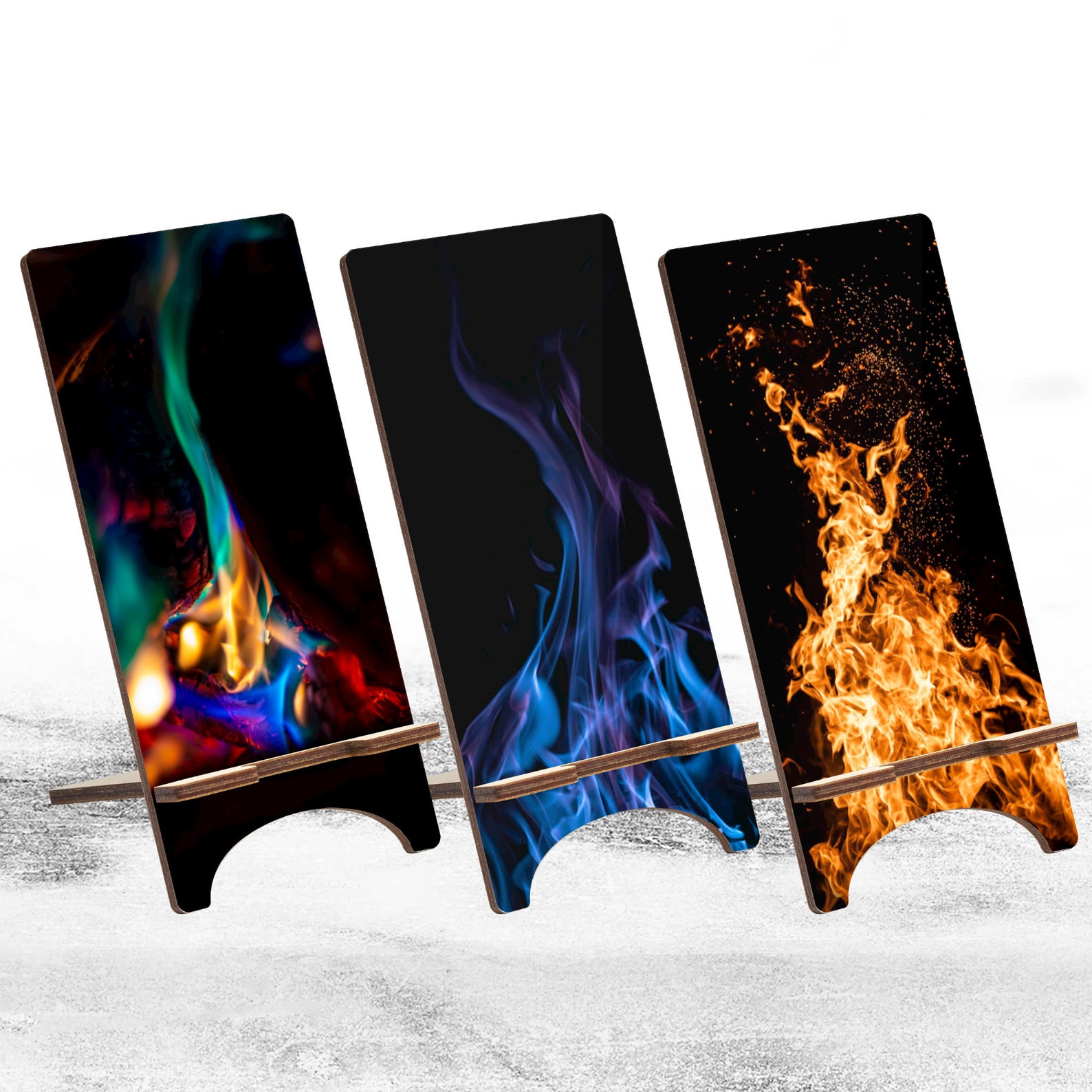 Lighting Wood Phone Stand, Flame Holder for iPhone 14 13 12 11 Pro Max ...