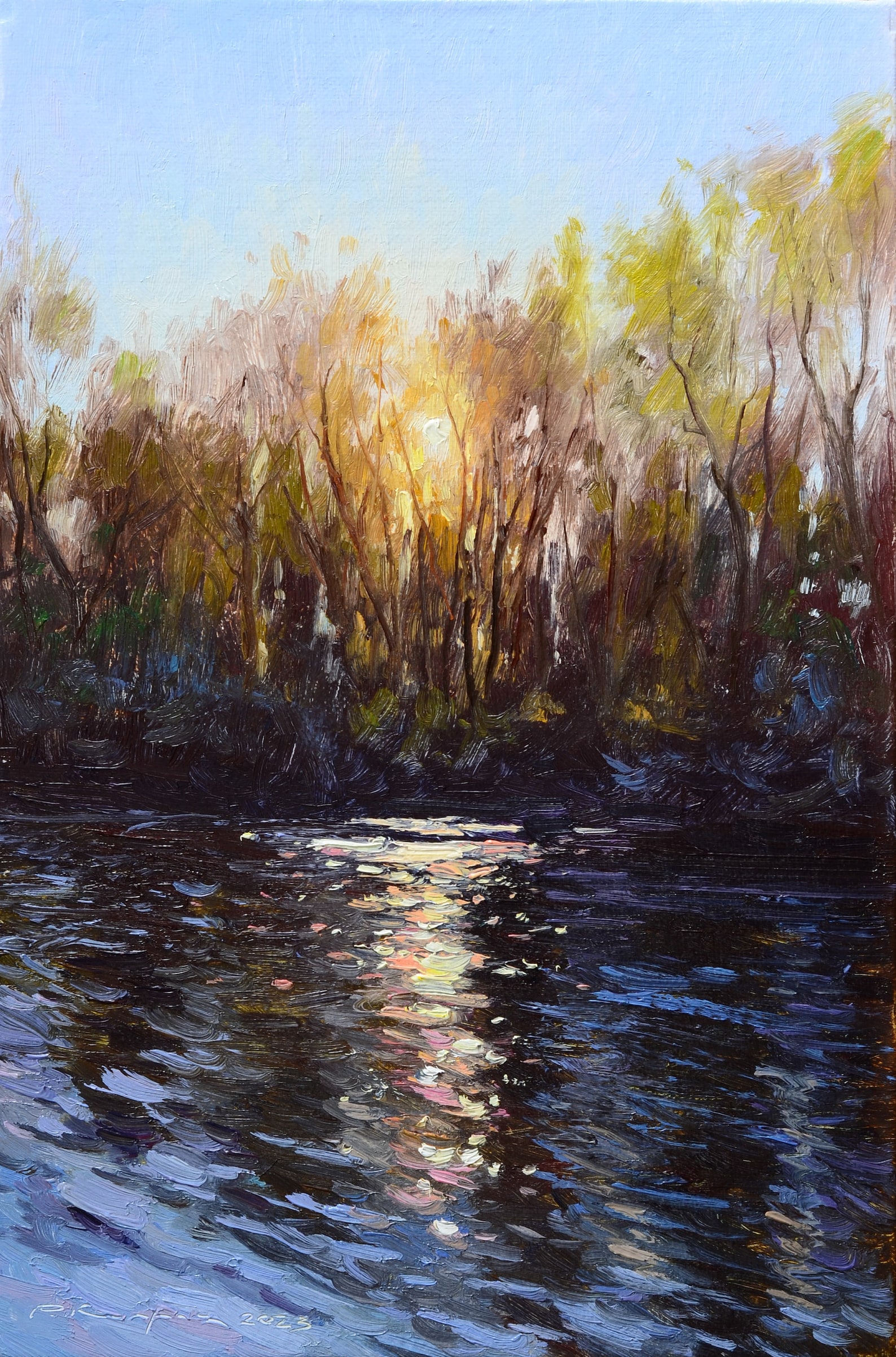 ORIGINAL OIL PAINTING Realism, Oil Painting, Landscape, Sunset ...
