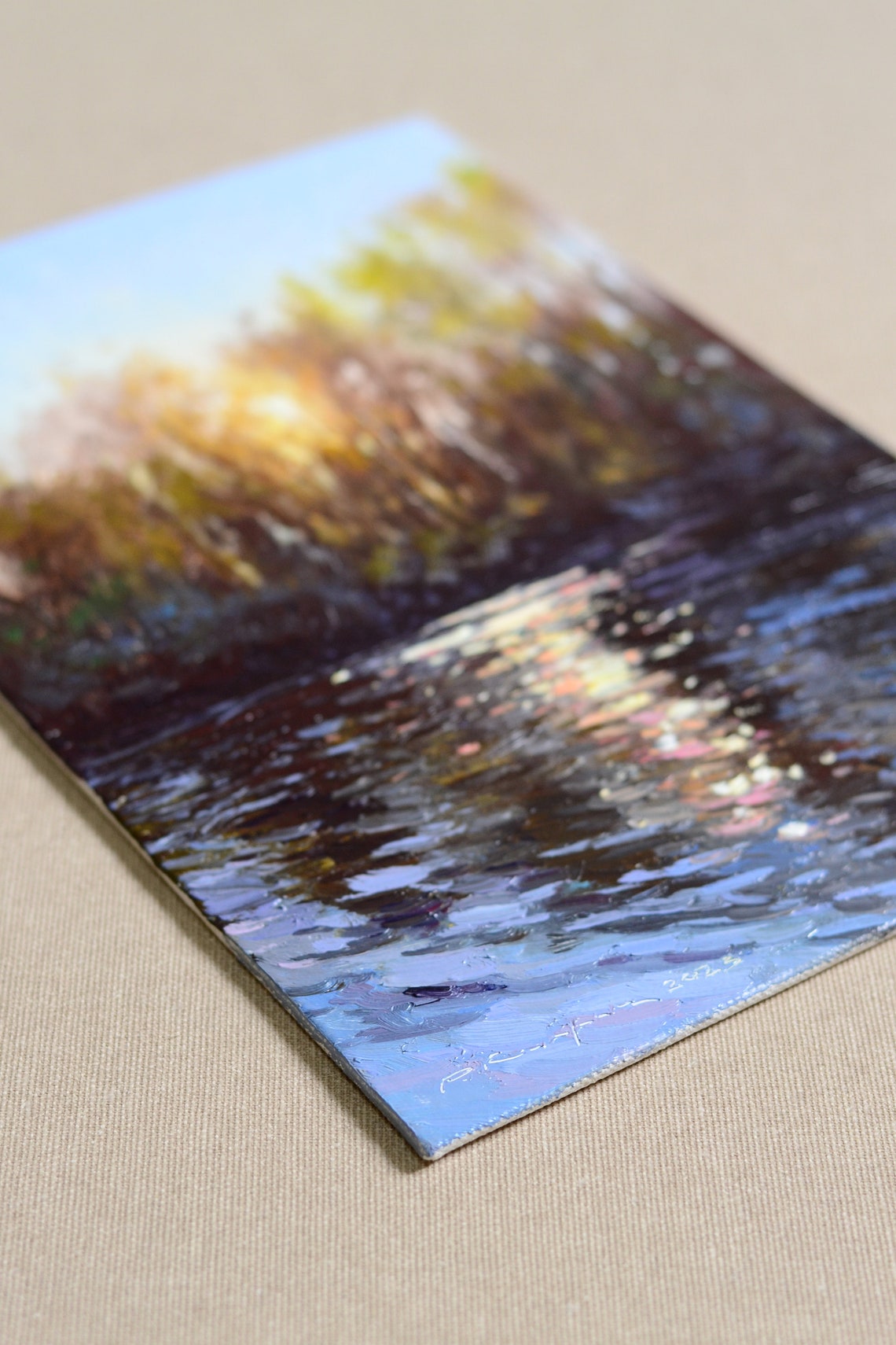 ORIGINAL OIL PAINTING Realism, Oil Painting, Landscape, Sunset ...