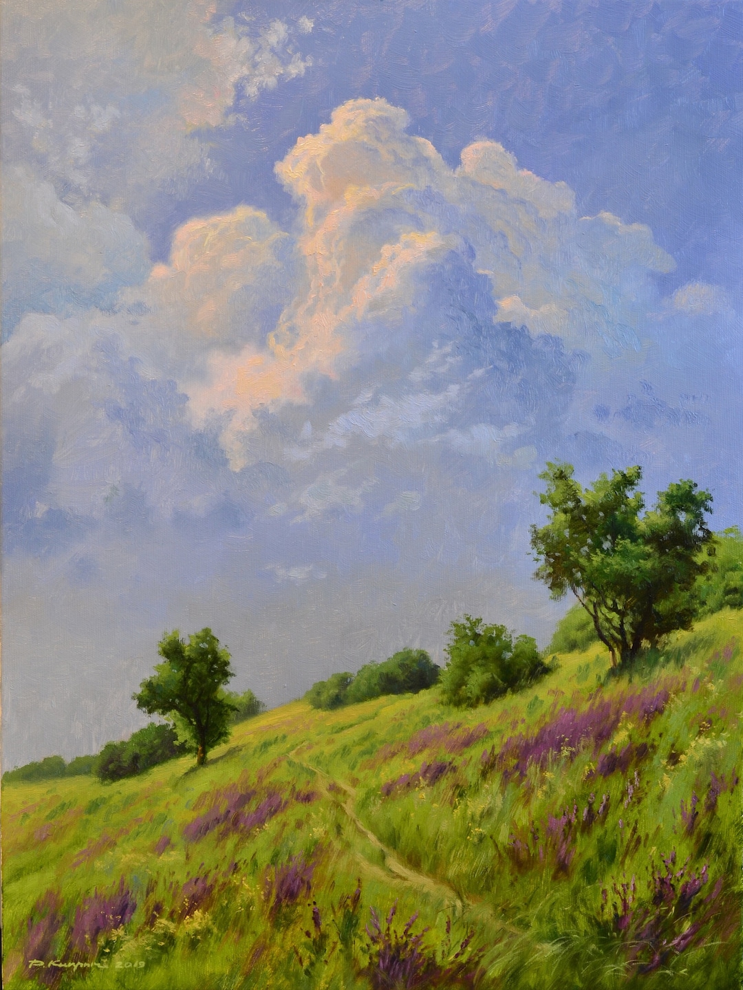 ORIGINAL OIL PAINTING Realism, Home Painting, Landscape, Cloud ...