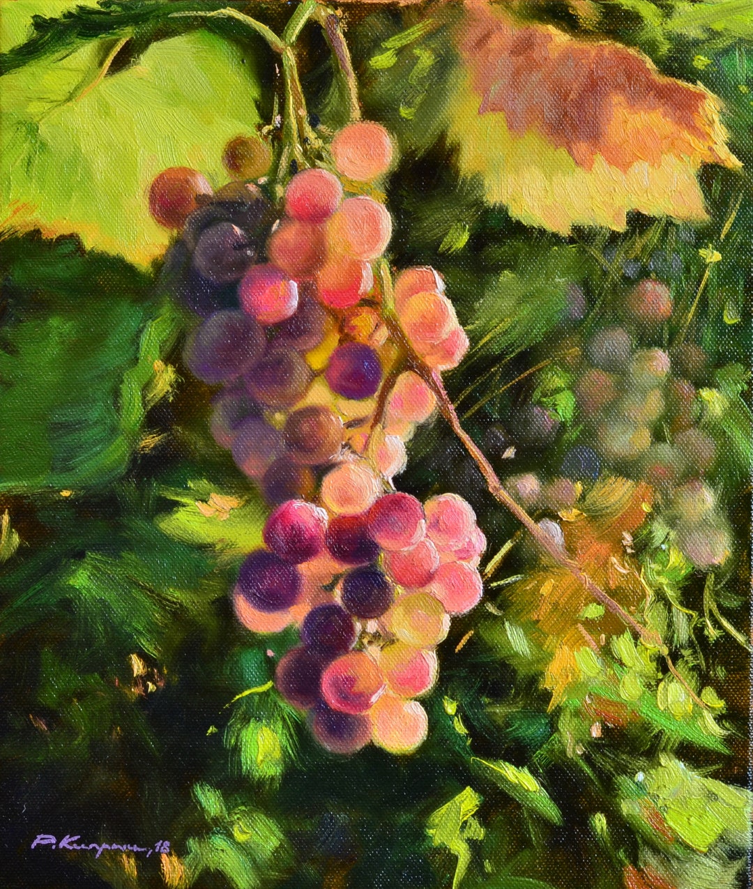 ORIGINAL OIL PAINTING Realism, Oil Painting, Grape Painting, Vivid ...