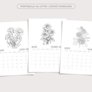 Flowers Coloring Calendar 2025 for Self-care Mood Reflection - Instant ...