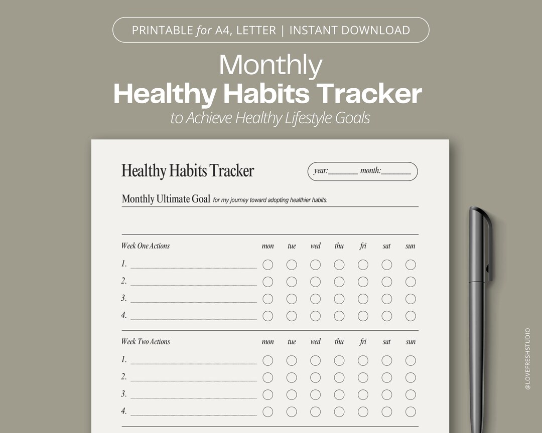 Healthy Habits Tracker in Monthly Format, Monthly Journal to Achieve ...
