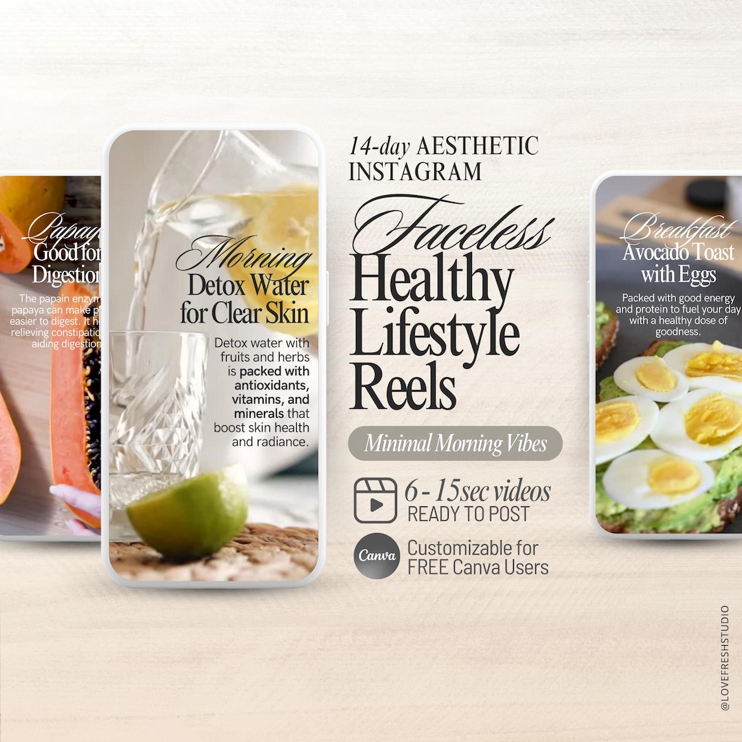 Faceless Reels Template, Healthy Lifestyle Reels, Nutrition Reels ...