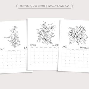 Flowers Coloring Calendar 2025 for Self-care Mood Reflection - Instant ...